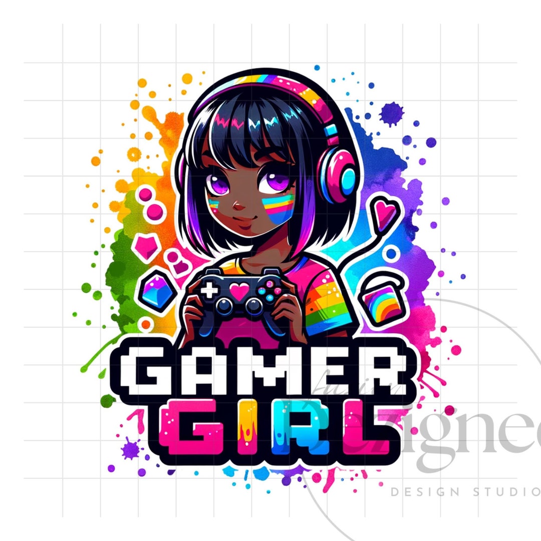 Gamer Girl Clipart, Girl Gaming PNG File, Tshirt Sublimation Design ...
