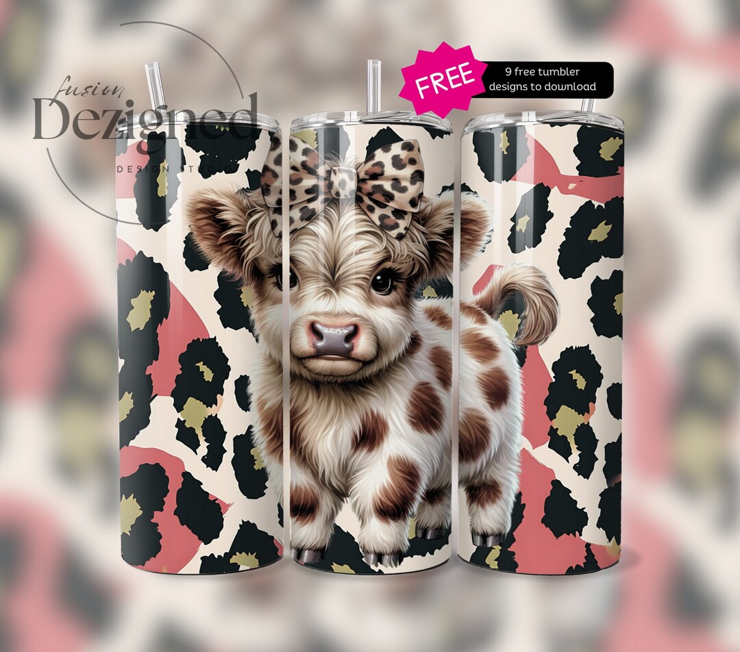 Highland Cow 20oz Tumbler Sublimation, Cheetah Leopard Wrap, Digital ...