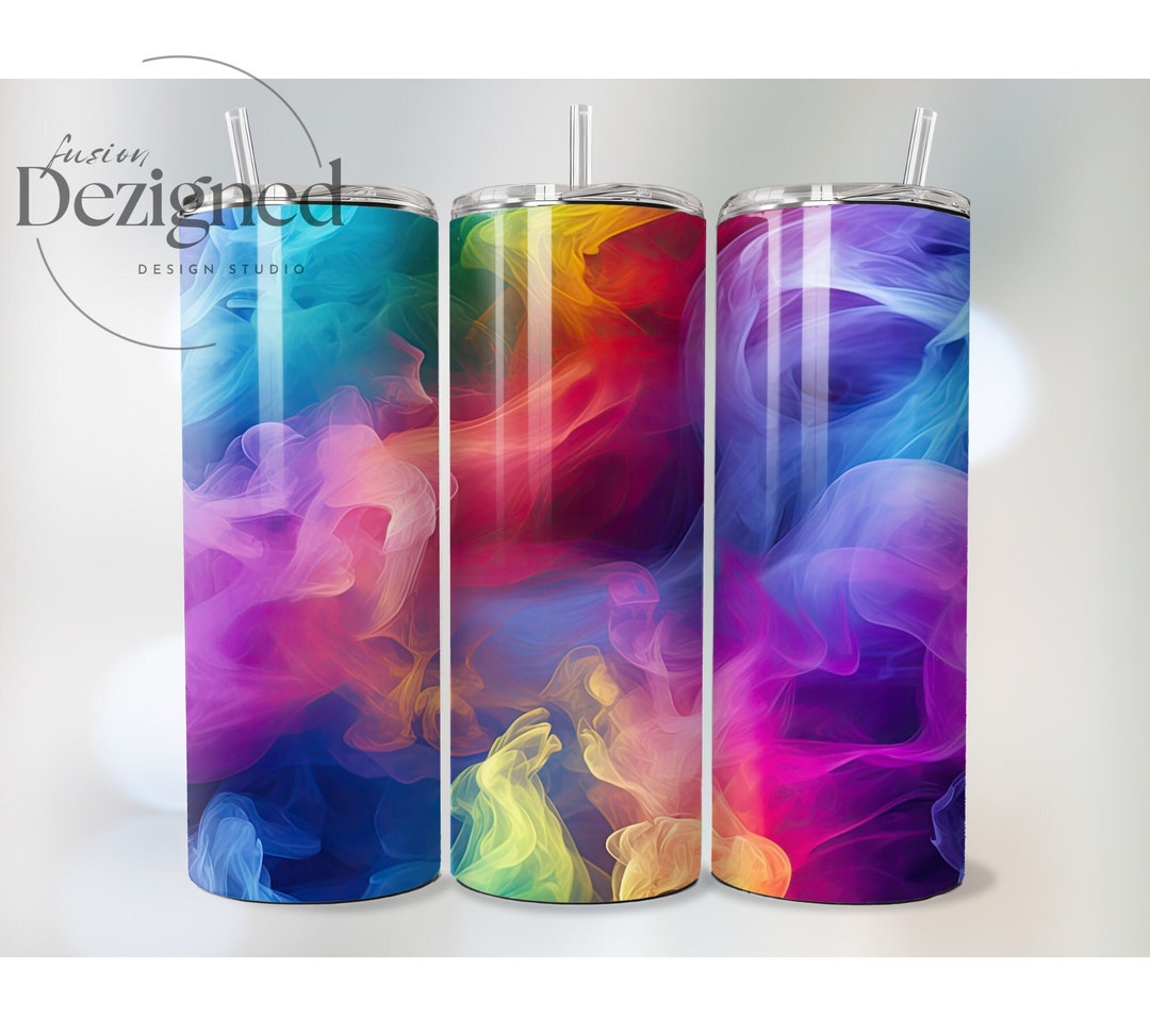 Seamless Rainbow Smoke 20oz Tumbler Wrap PNG Sublimation Design 20oz ...