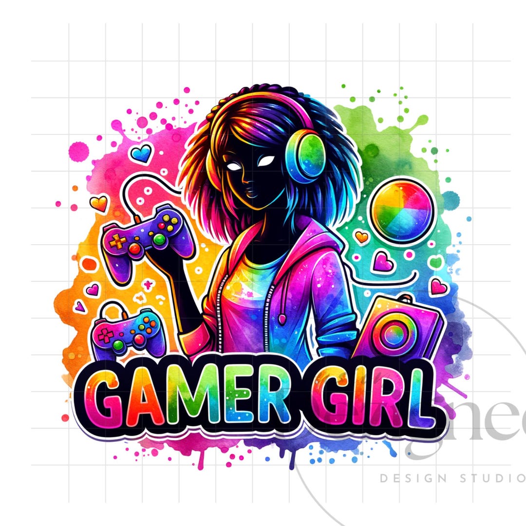 Gamer Girl Clipart, Girl Gaming PNG File, Tshirt Sublimation Design ...