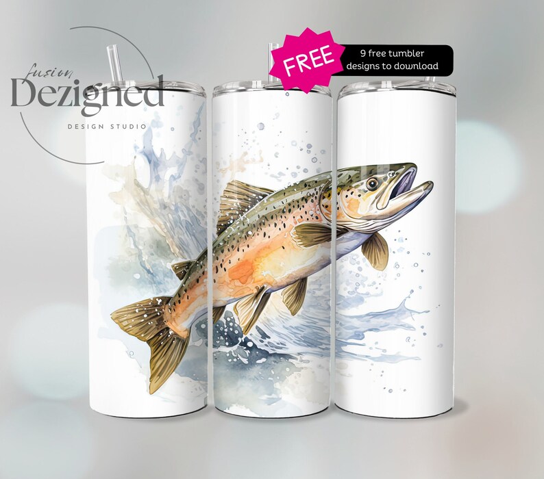 Fish Tumbler Wrap Png, Fish 20 Oz Skinny Tumbler Sublimation Design ...