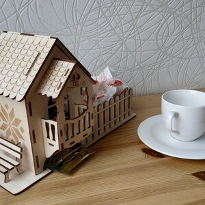 Tea House With Candy Box Handmade Wooden Tea Bag Holder + Storage. Tea ...