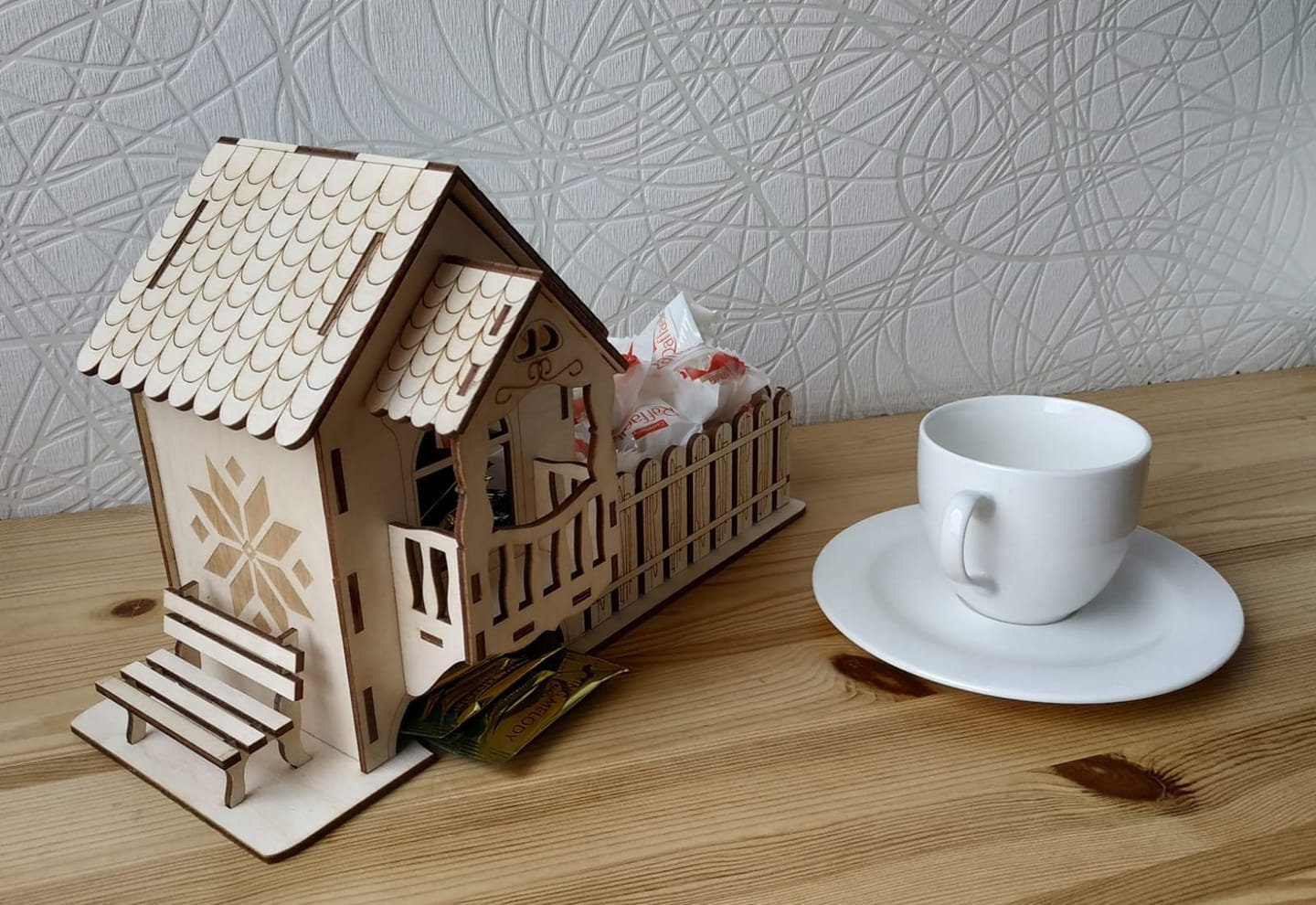 Tea House With Candy Box Handmade Wooden Tea Bag Holder Storage. Tea ...