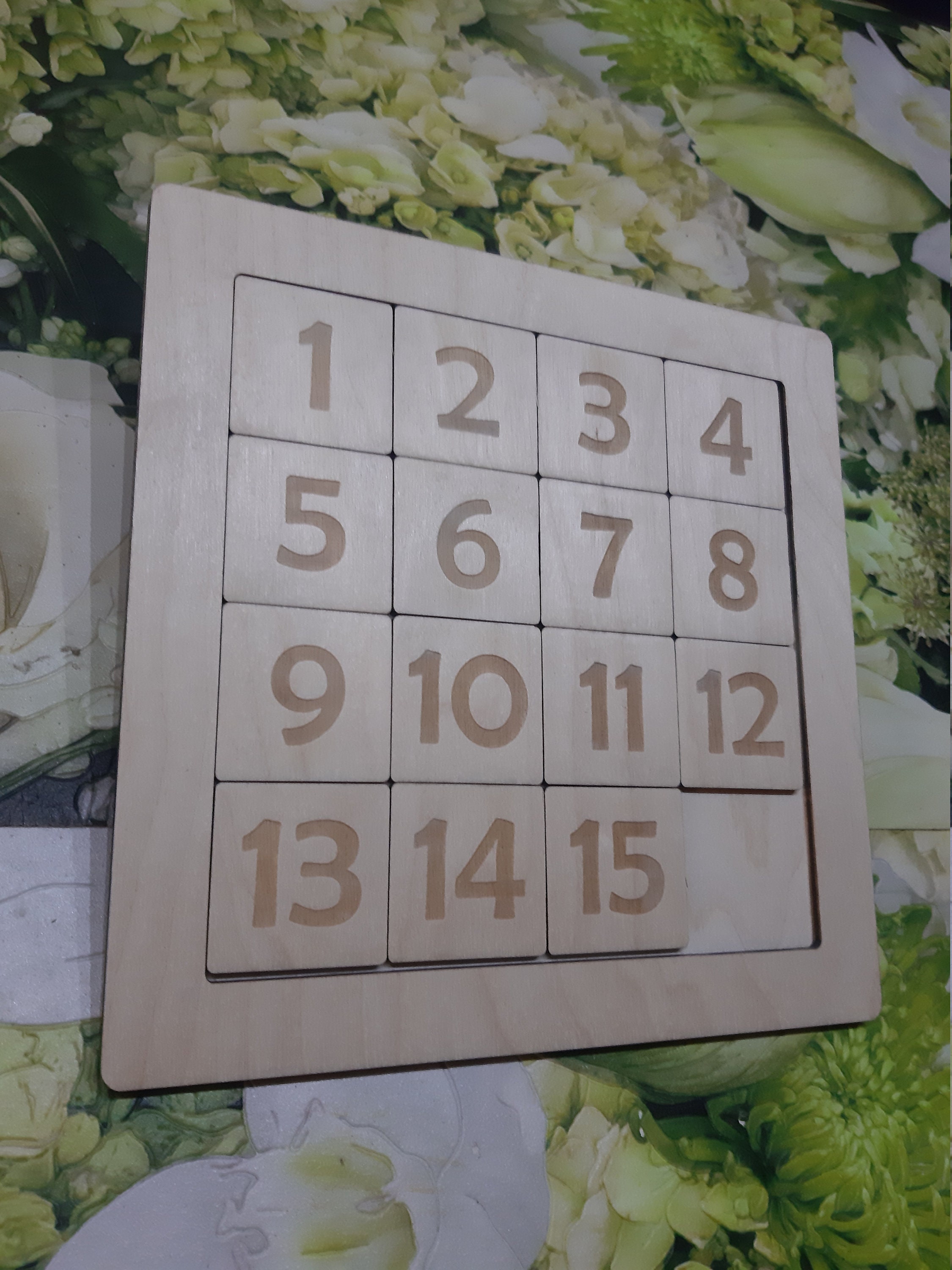 Fifteen Puzzle. Eco Activity Toy. Fifteen Wood, Educational Puzzle for ...