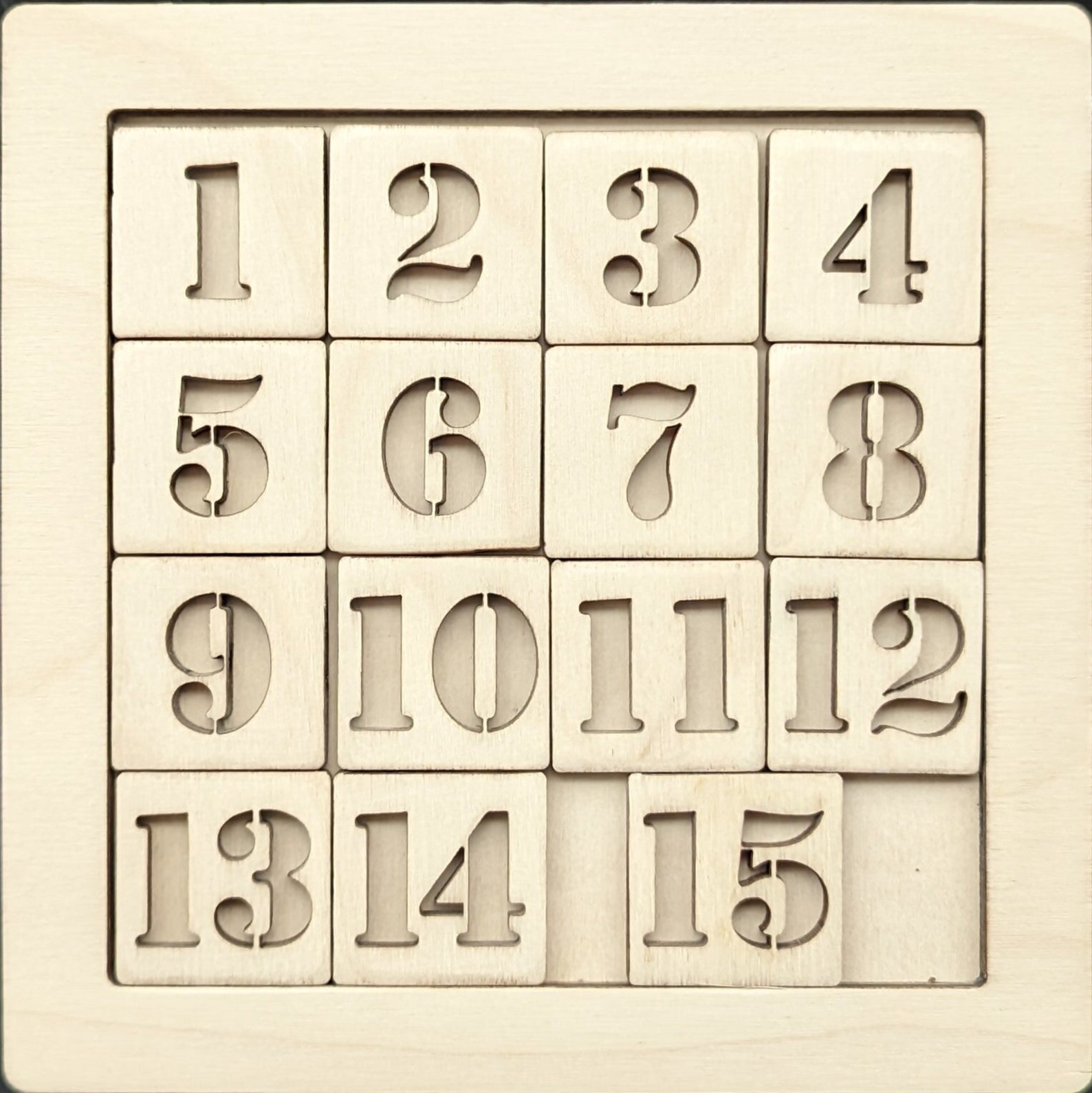 Fifteen Puzzle. Eco Activity Toy. Fifteen Wood, Educational Puzzle for ...