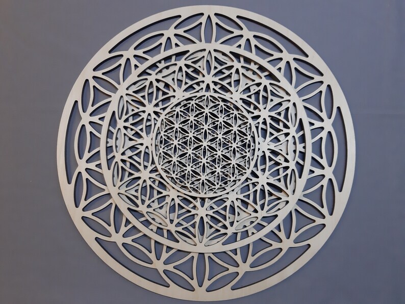 Flower of Life Wood Wall Decor, Custom Size Bedroom Wall Hanging ...