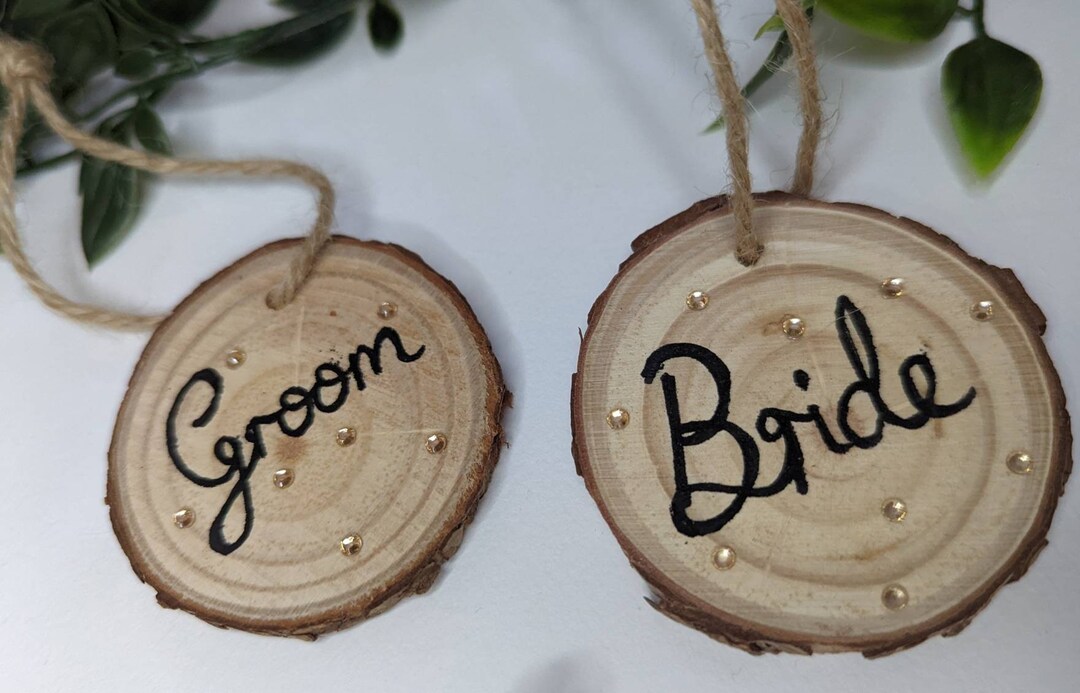Handpainted Personalised Log Slice, Wedding Favours Name Place Cards ...