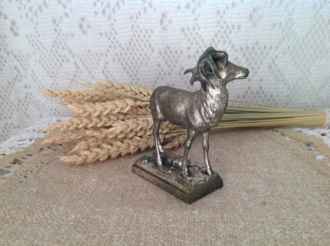 Miniature Deer in Tin Small Vintage Statuette - Etsy