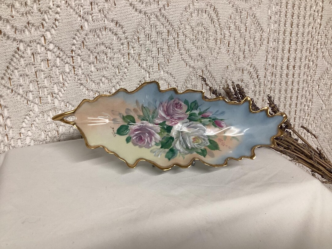 Limoges France Decorative Porcelain Dish Polychrome Roses Floral Decor ...