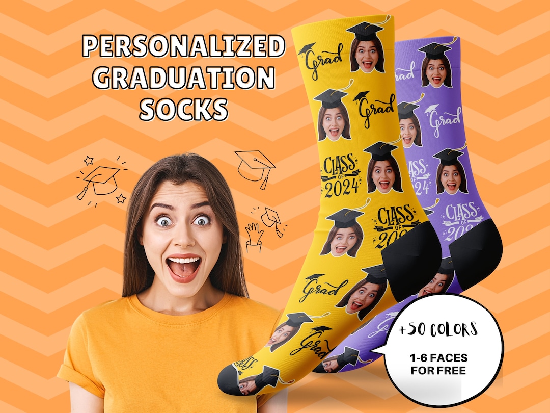 Graduation Custom Face Socks, Personalized Socks, Graduation Gifts ...