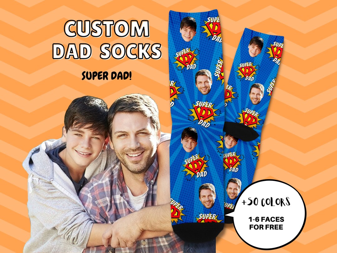 Custom Dad Socks, Super Dad Socks, Father's Day Socks, Custom Face ...