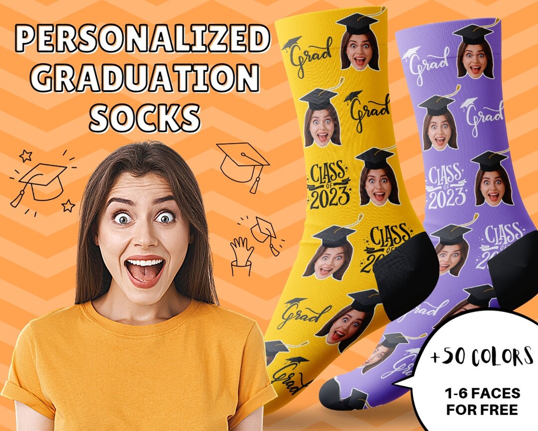 Graduation Custom Face Socks Personalized Socks Graduation - Etsy
