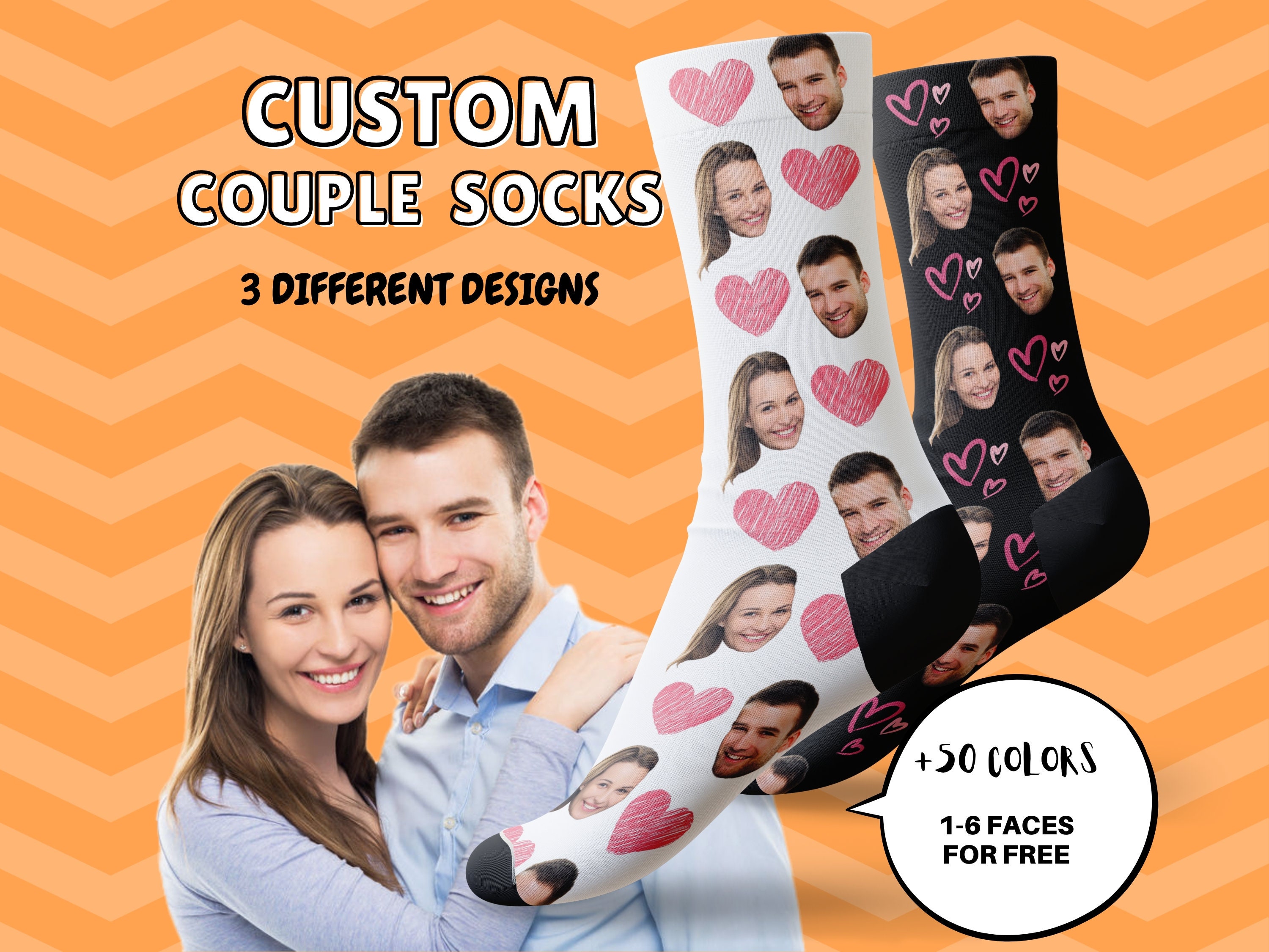 Custom Socks With Face, Valentine's Day Socks, Custom Gift for Her, for ...