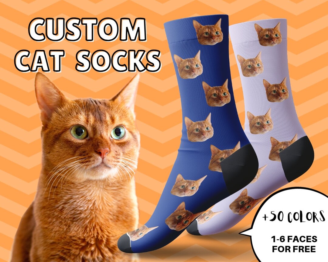 Custom Cat Socks With Paw and Mouse Patterns Customized Cat - Etsy