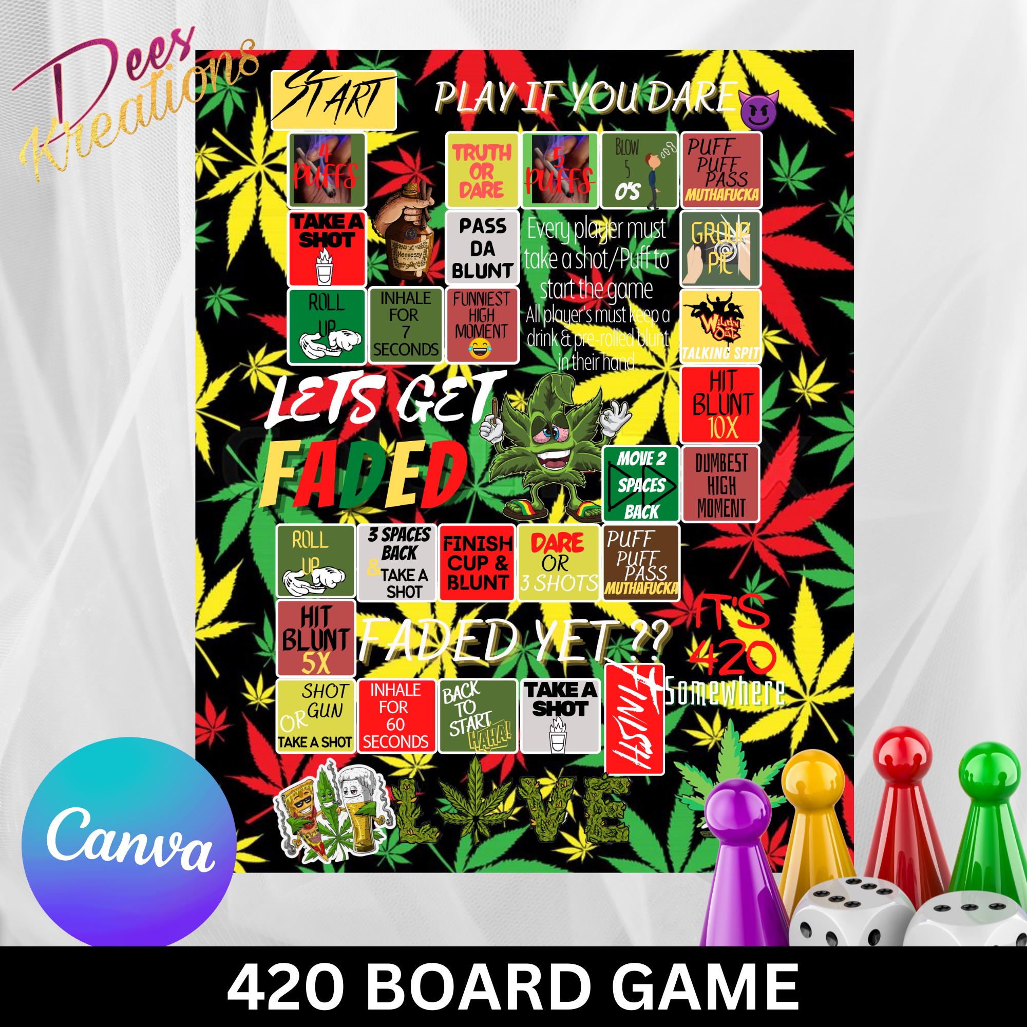Smoke/drunk Game Board, Custom Game Board, Adult Party Games, Drinking ...