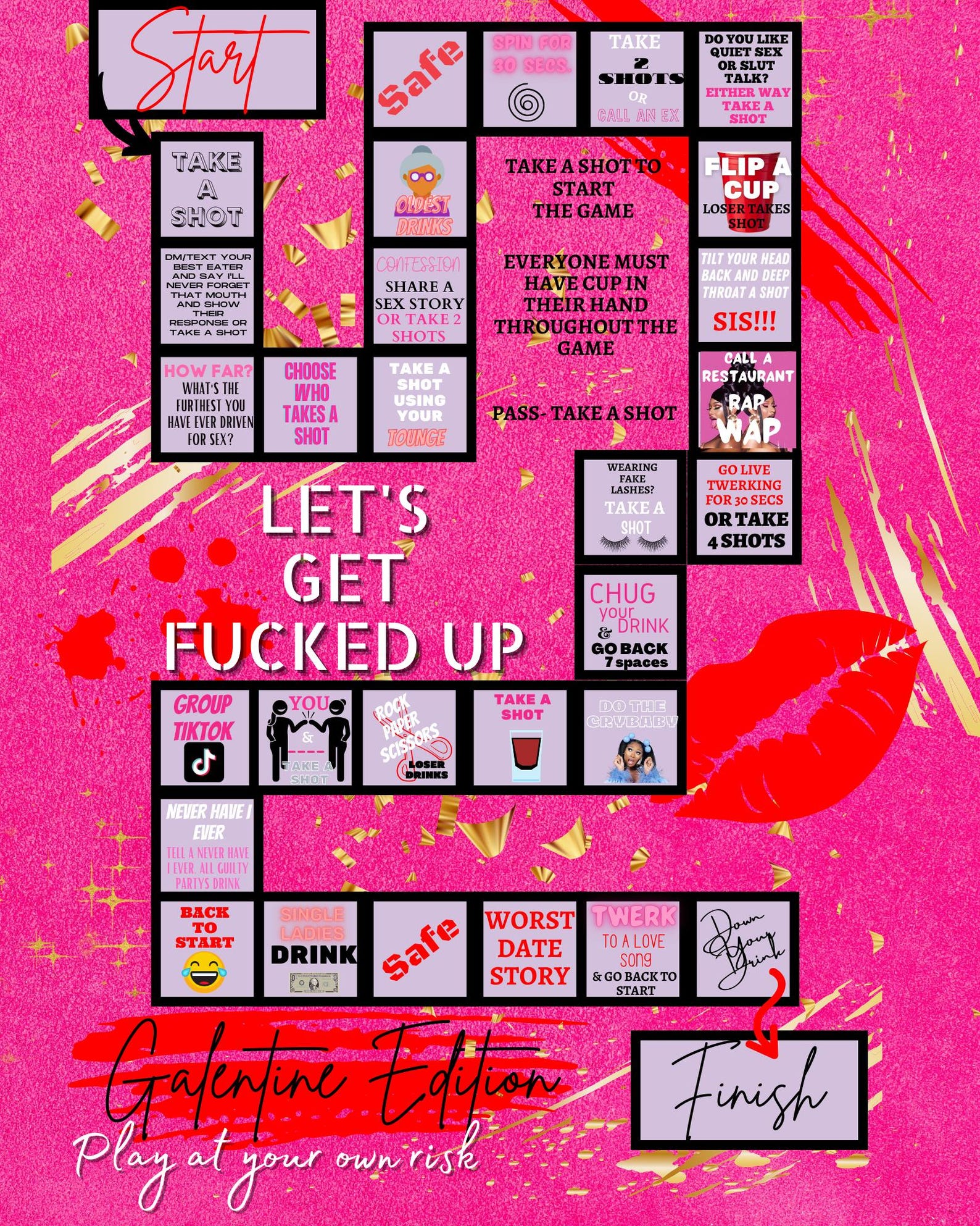 Drunk Game Board, Girls Night In, Custom Game Board, Adult Party Games ...