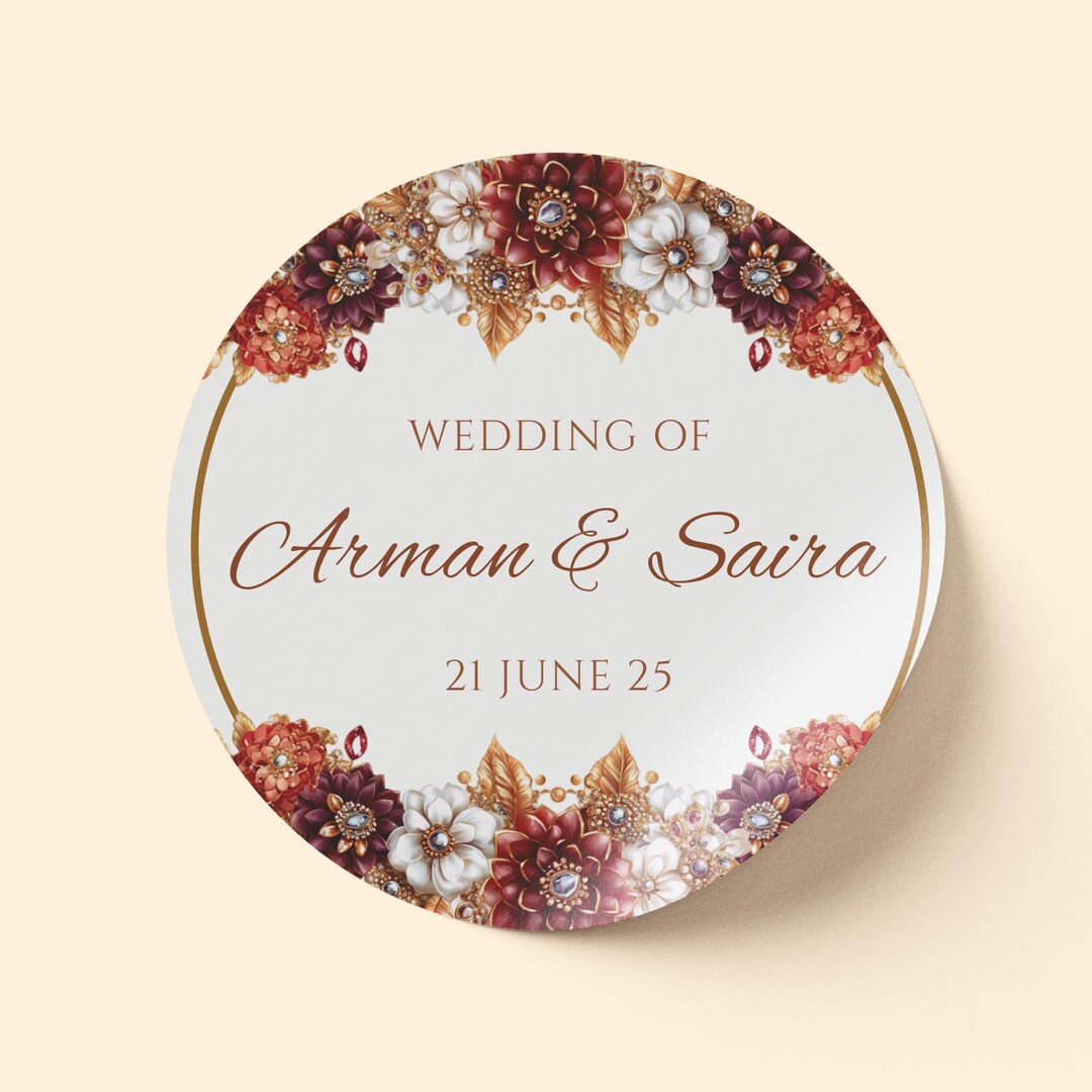 Wedding Stickers, Nikkah Stickers, Wedding Favour Stickers, Gift ...