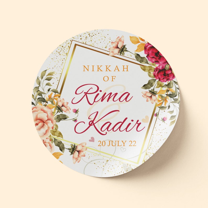 Wedding Stickers, Nikkah Stickers, Wedding Favour Stickers, Gift ...