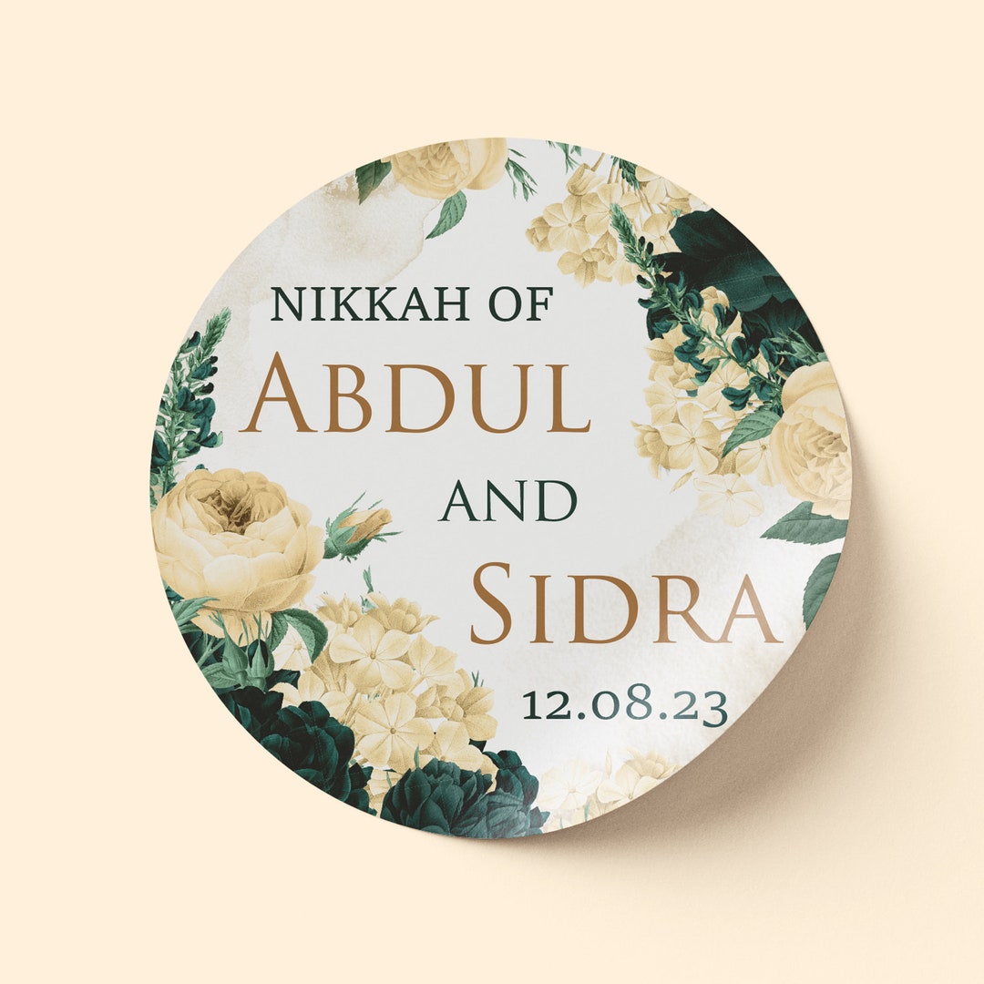 Wedding Stickers, Nikkah Stickers, Wedding Favour Stickers, Gift ...