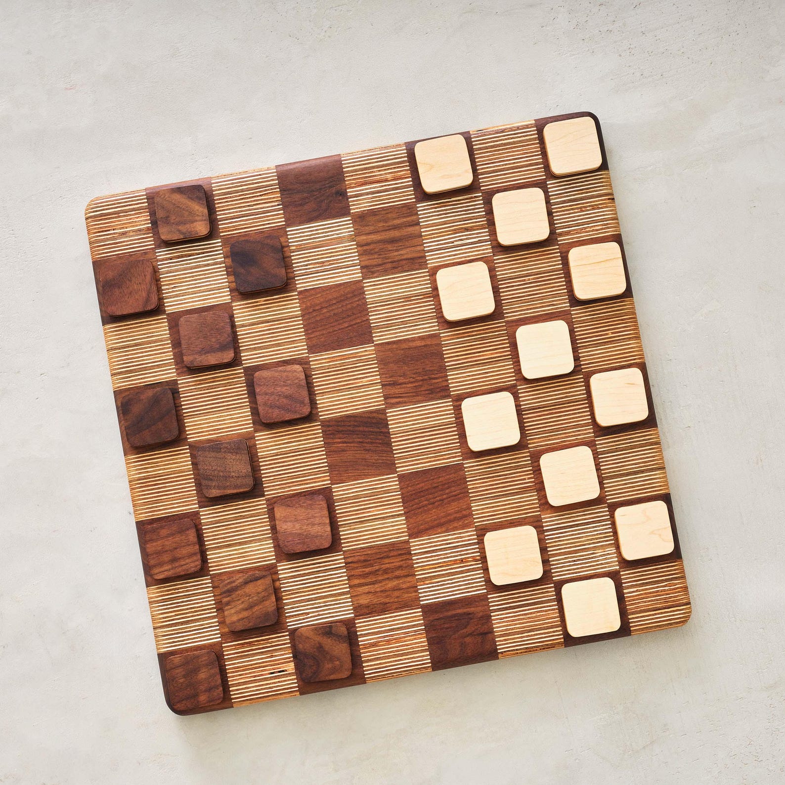 Handmade Mid Century Modern Chess and Checkers Set, Walnut and Maple ...