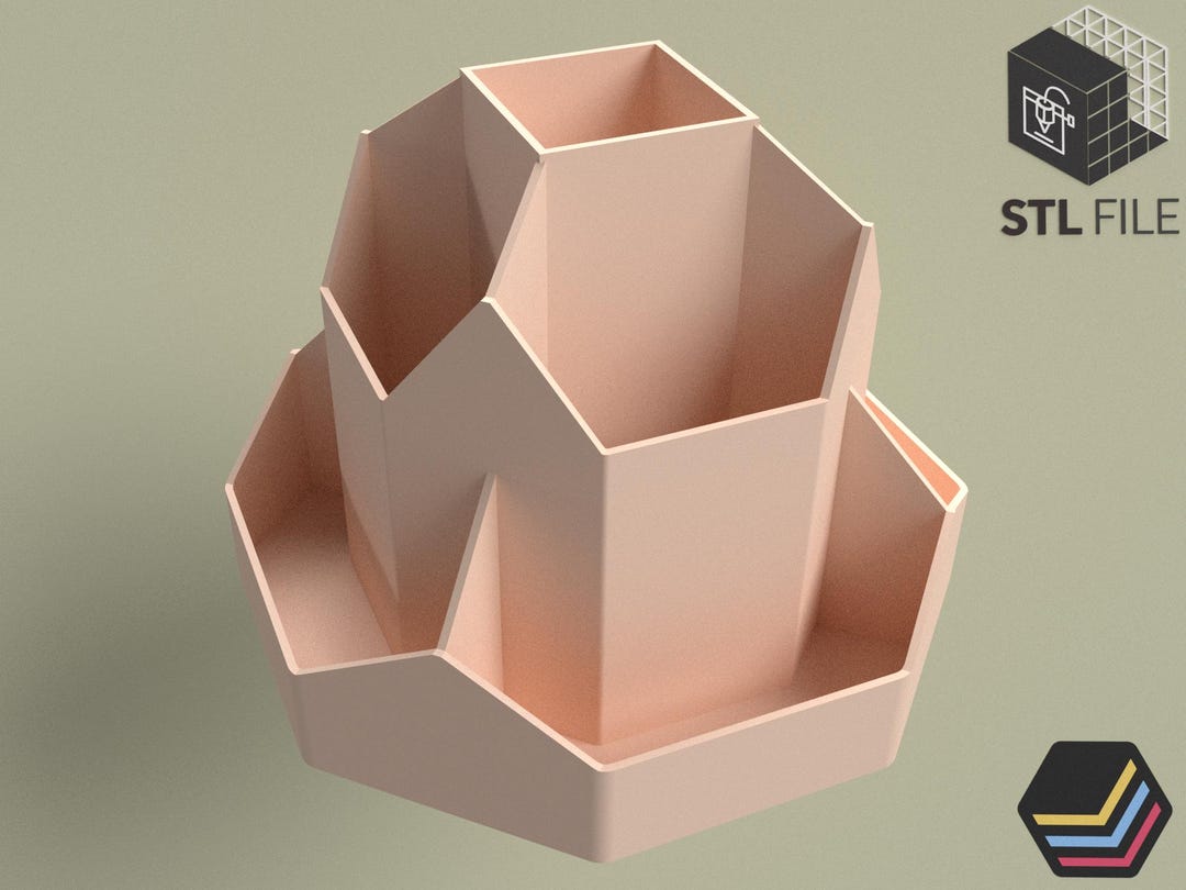 Compact Octagonal Desk Organizer | STL File for 3D Printing | Efficient ...