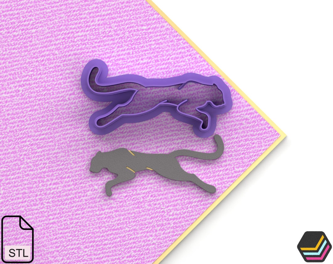 Digital .STL Polymer Clay Cutter Panther Shape *5 Size 3 Version Cut ...