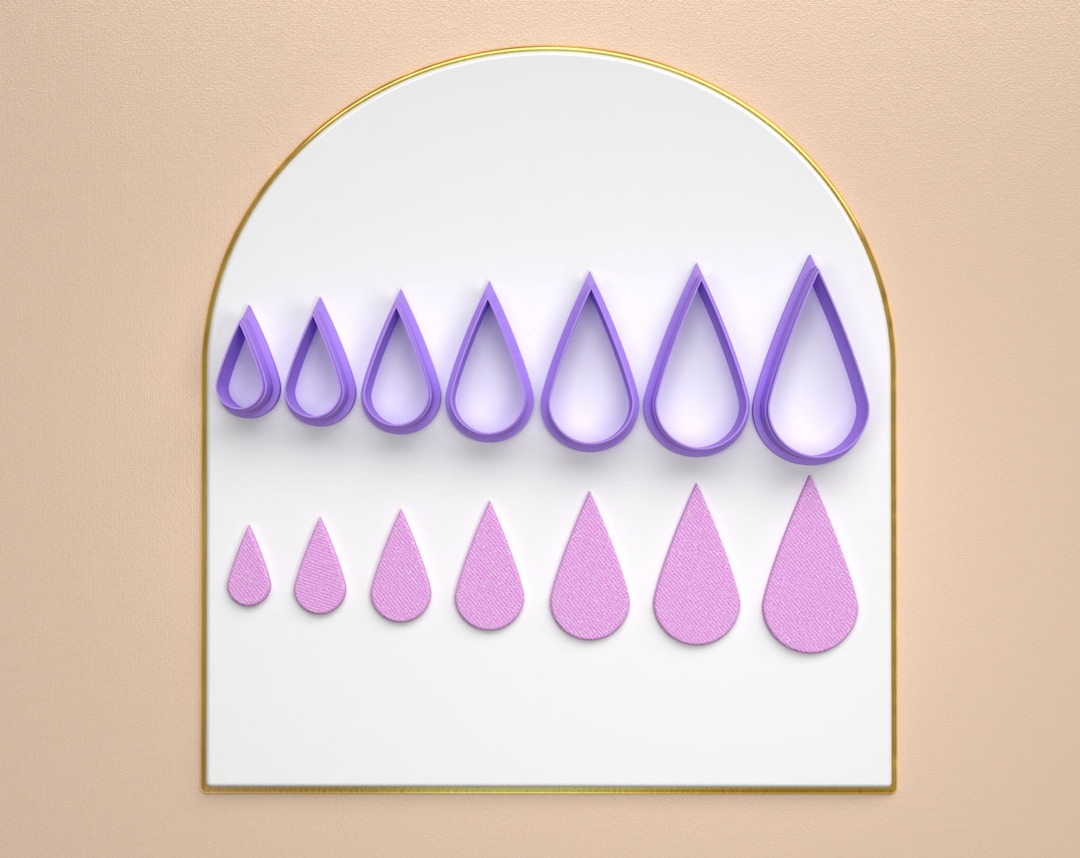 Polymer Clay Cutter *basic Geometric Shapes TEAR in 7 Siza 2 Version ...