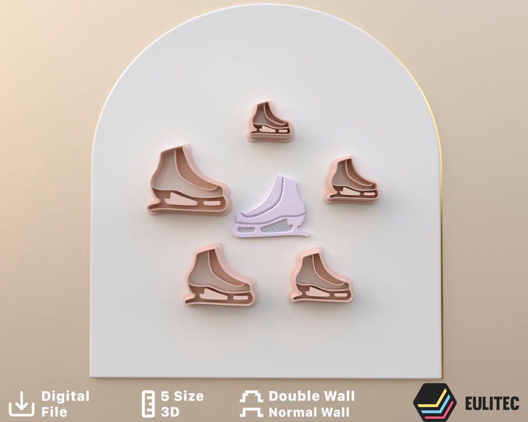 Polymer Clay Cutter to Make Ski Skates in 5 Sizes and 2 Cut Versions ...