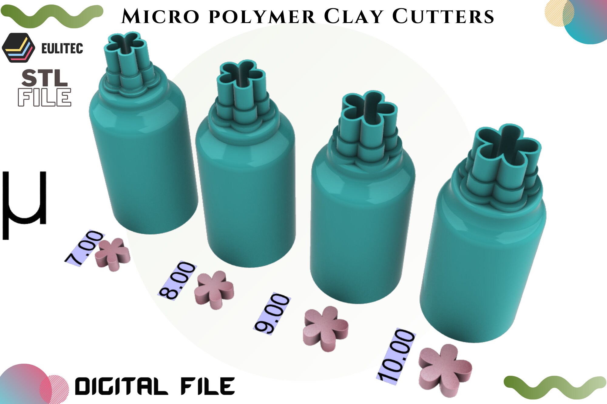 Polymer Clay Cutter *4 Size/micro Cutters Flower/digital .STL File ...
