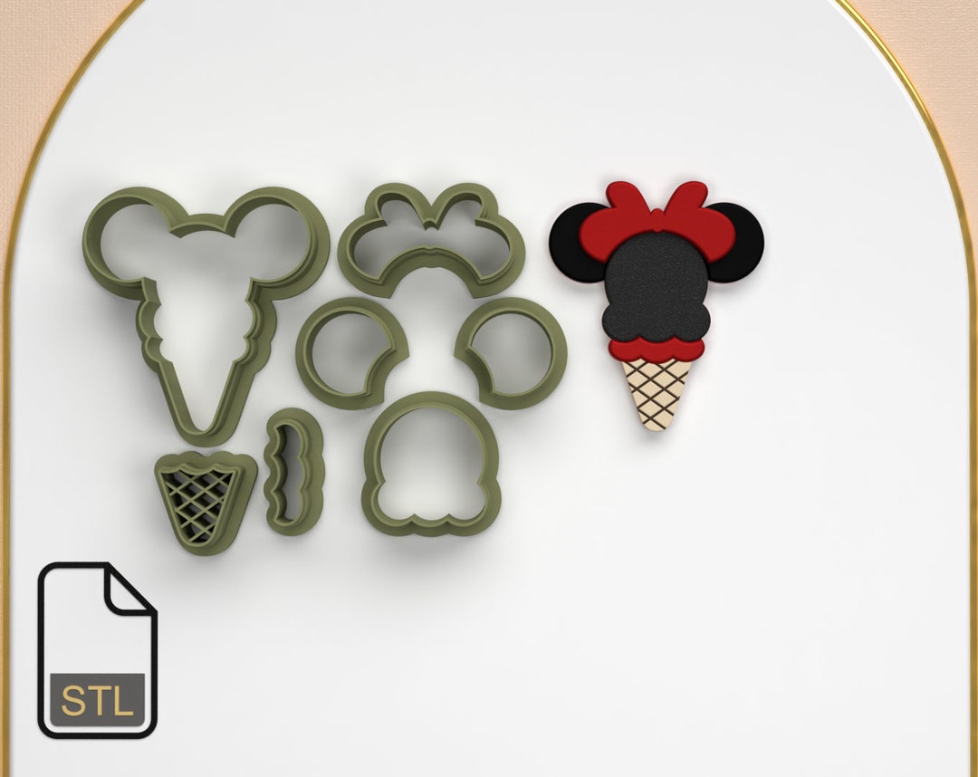 Digital .STL Polymer Clay Cutter Minnie Ice Cream *4 Size *2 Version ...