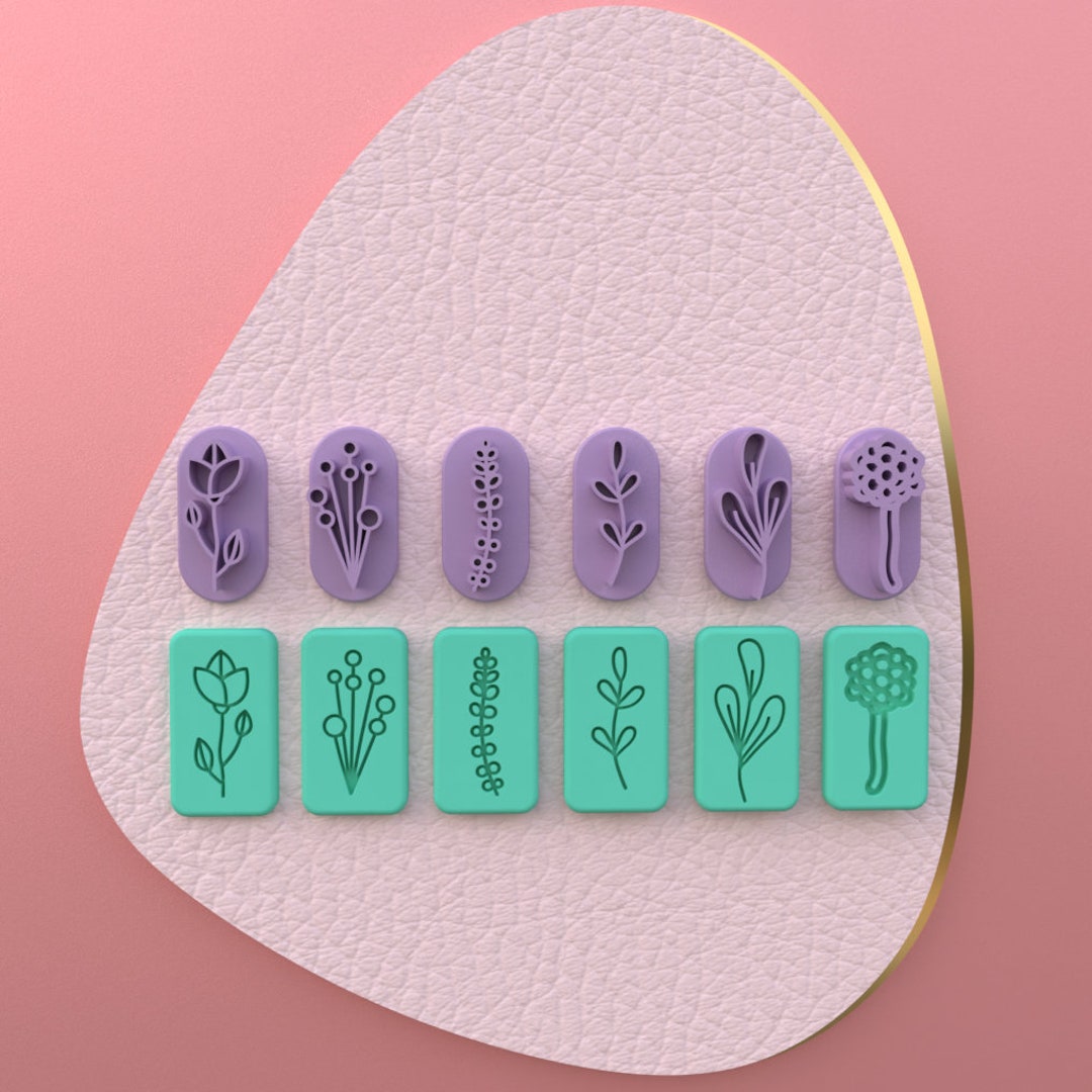 Polymer Clay Stamp * 6 Model *3 Size/plants and Flower/ Digital STL ...