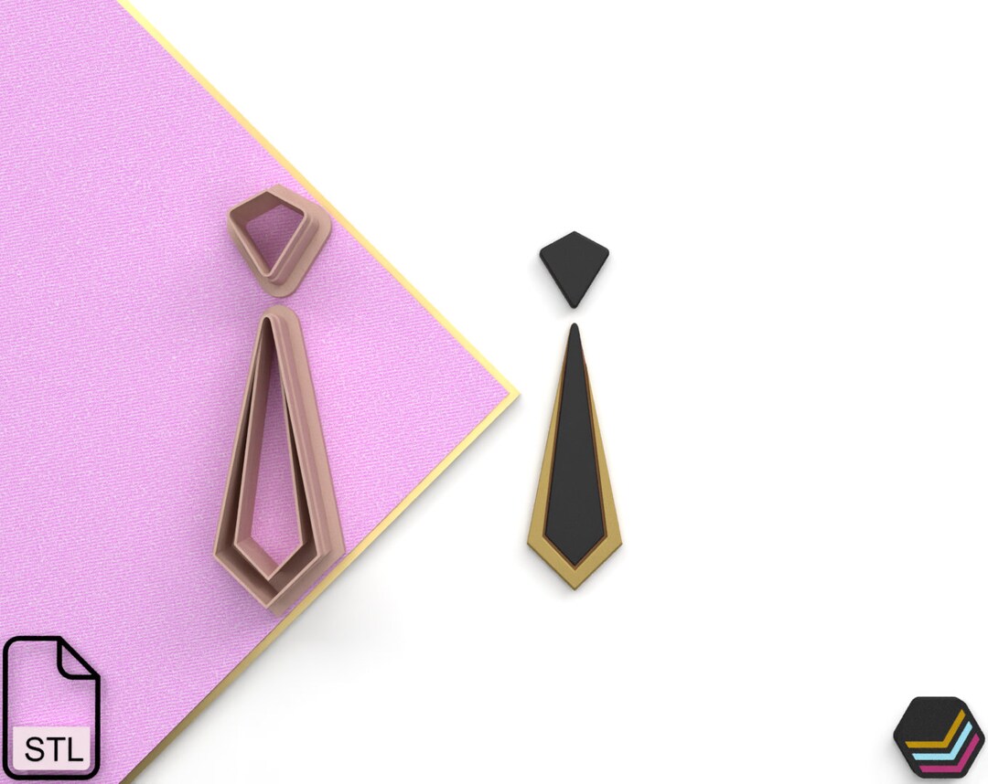 Digital .stl Polymer Clay Cutter - Necktie Geo (7 Sizes, 3 Version Cut ...