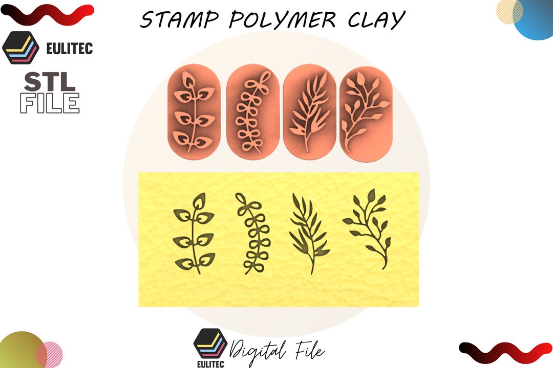 Polymer Clay Stamp /plants Stamp Leaf and Leaves/ Digital STL File * 4 ...