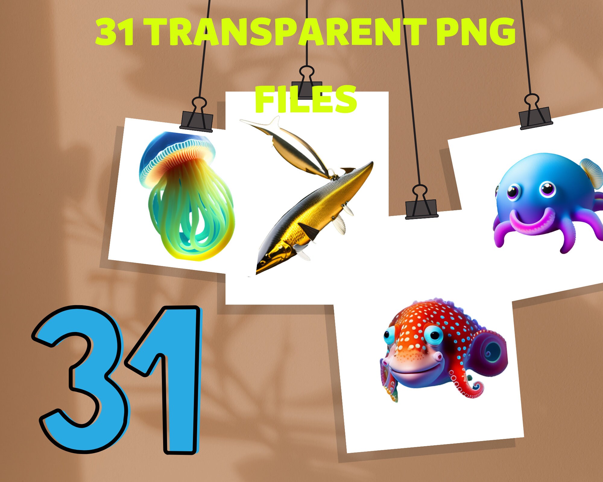 Sea Animals Clipart.cute Water Animals PNG. Aquatic Nursery Wall Art ...