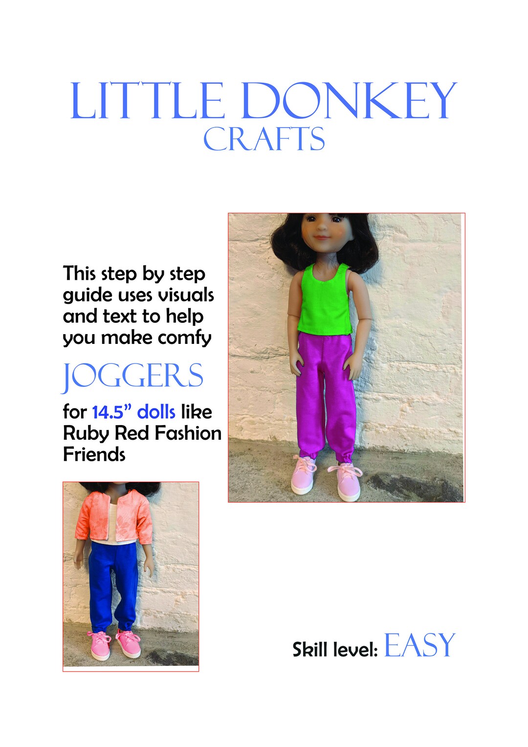 Easy Pdf Sewing Pattern for Comfy Pants or Joggers for 14.5" Doll Like ...