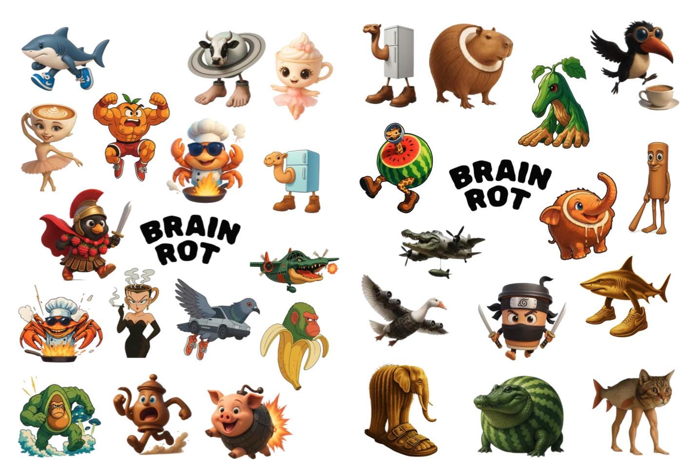 Brainrot Sticker Set - UV Coated, Waterproof - Etsy