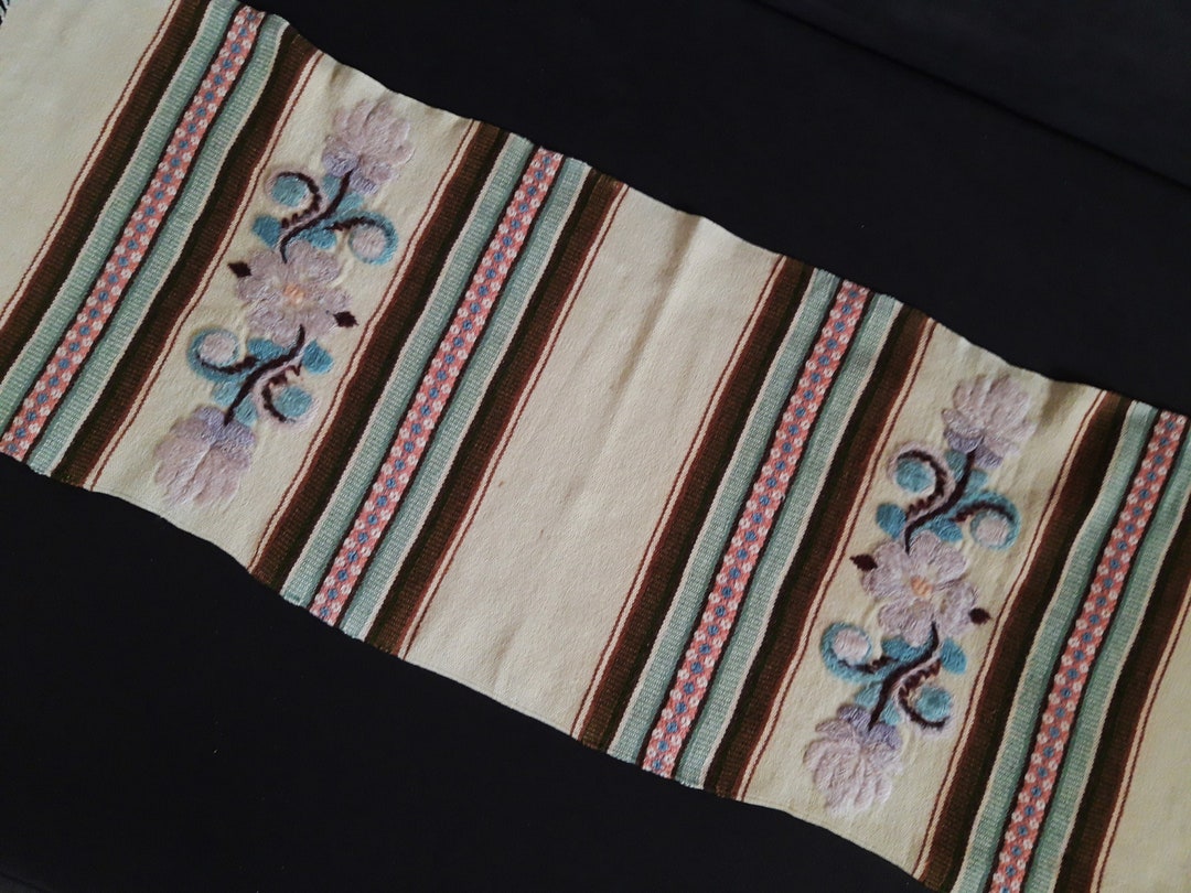 Vintage Woven Embroidered Wool Table Runners Handmade Swedish Rug - Etsy