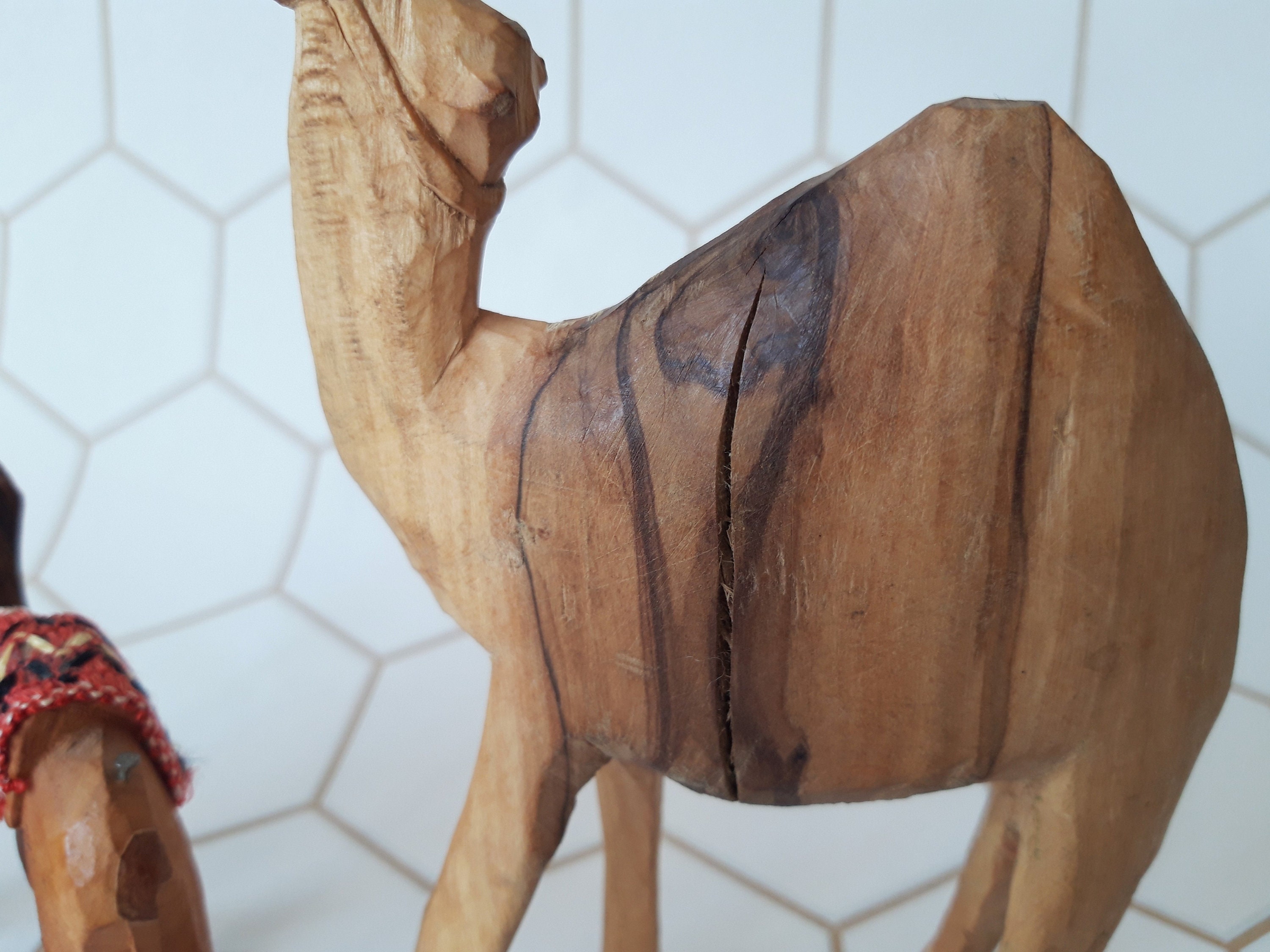 Vintage 3 Hand Carved Wood Camels Statue, Carved Wooden Camel Figurine ...