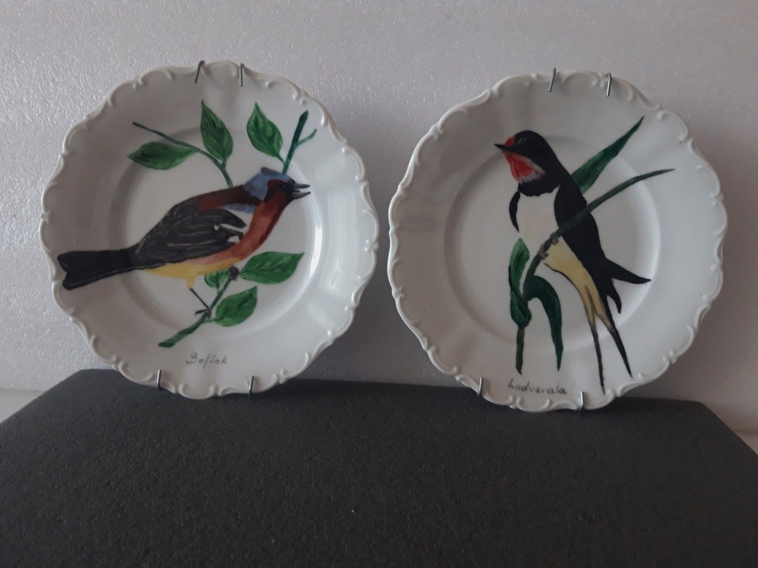 Vintage German Bird Plates: Collectible Porcelain Wall Decor (set of 2 ...