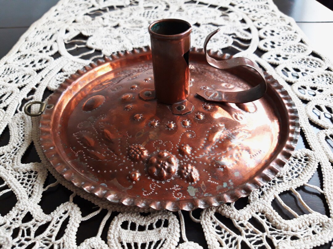 Vintage Hand Wrought Copper Candle Holder With Holder,retro Handmade ...