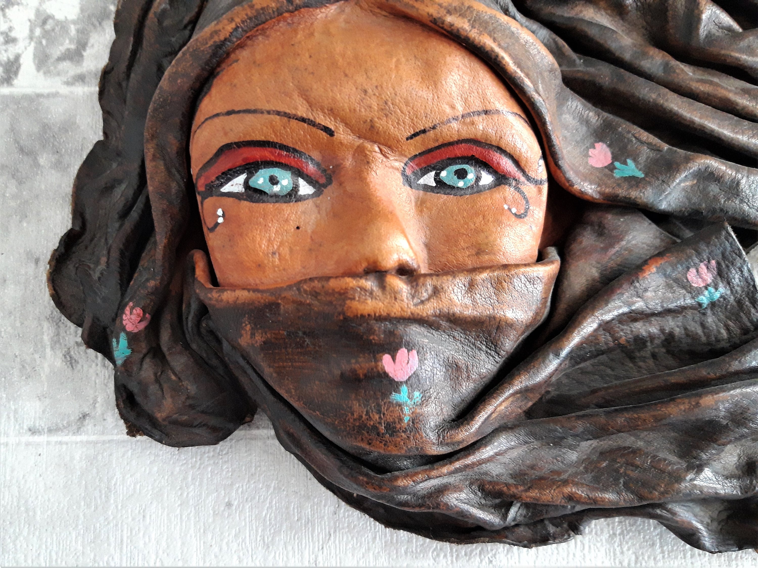 Retro Wall Mask, Decorative Wall Mask, Handmade Leather Mask, Wall ...