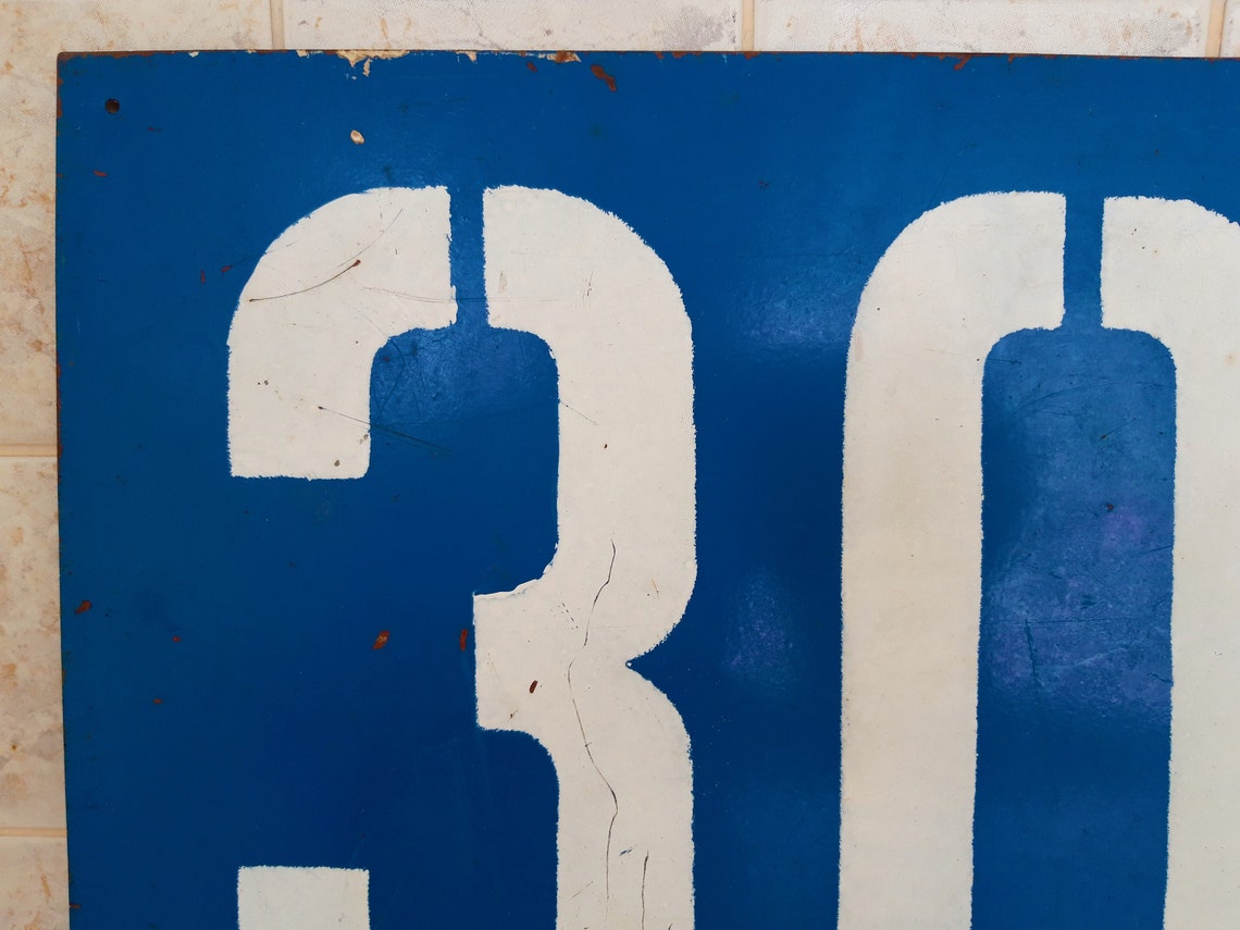 Vintage sign 301 Door number 301 Blue and white metal plate | Etsy