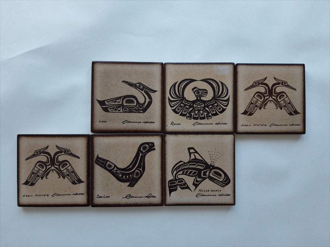 Vintage Ceramic Coasters Set: Native American Art, Home Decor - Etsy