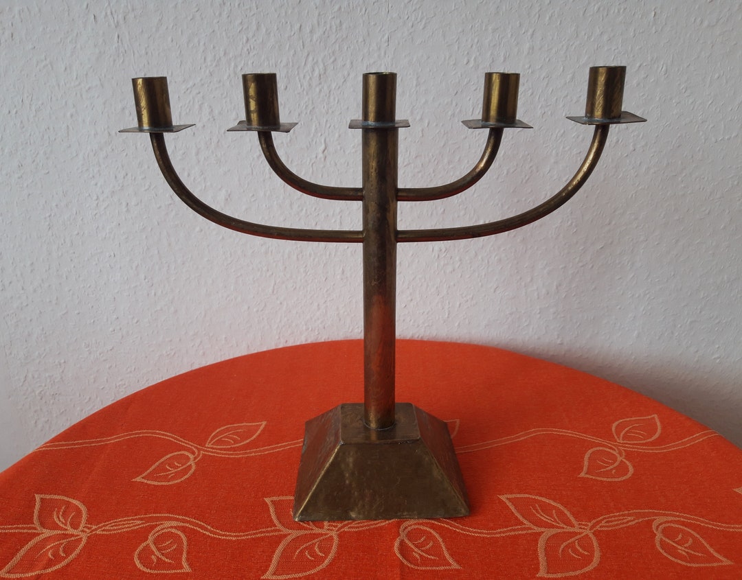 Vintage Brass Candle Holder 5 Arms, Stand for 5 Candles, Handmade ...