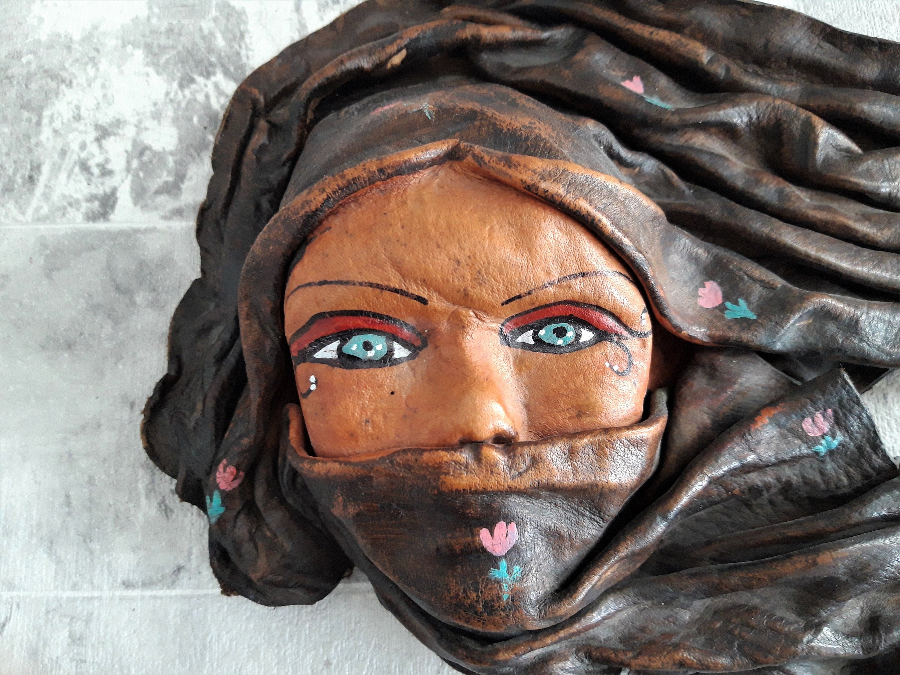 Retro Wall Mask, Decorative Wall Mask, Handmade Leather Mask, Wall ...