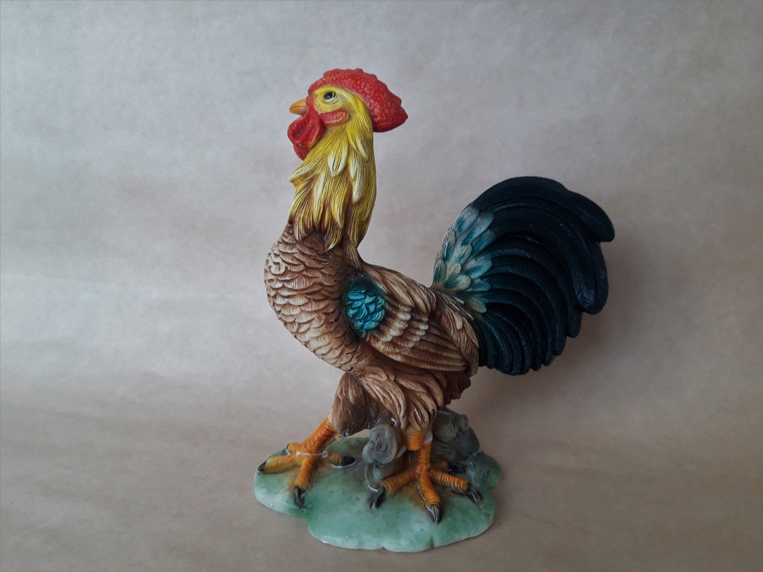 Vintage Handmade Rooster Figurine, Vintage Rooster, Colorful Rooster ...