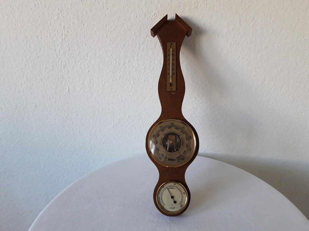 Vintage German Wooden Weather Station Thermometer Hygrometer and ...