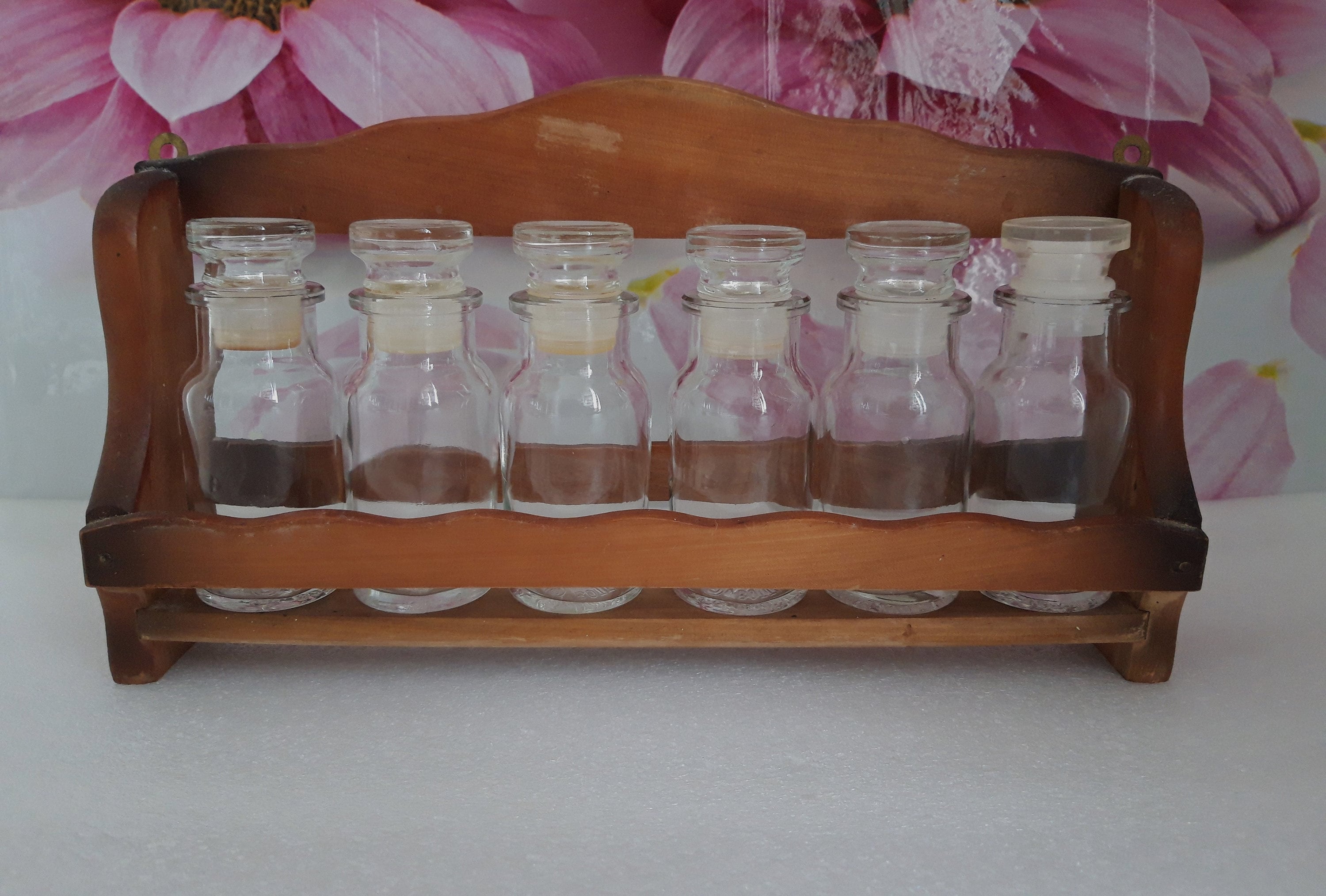 Vintage Wooden Spice Rack, Wall Spice Rack, Wooden Kitchen Organizer ...