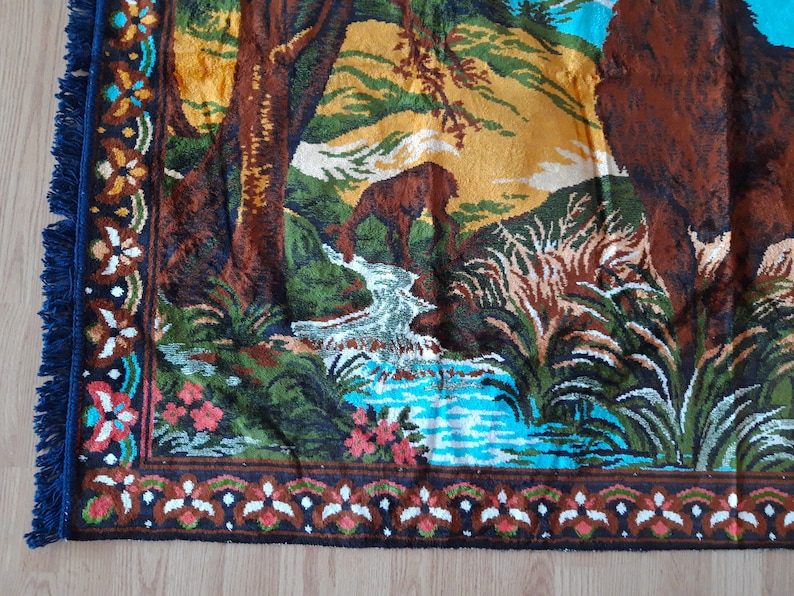 Vintage Large Velvet Tapestry 65" X 46", Plush Tapestry - Etsy