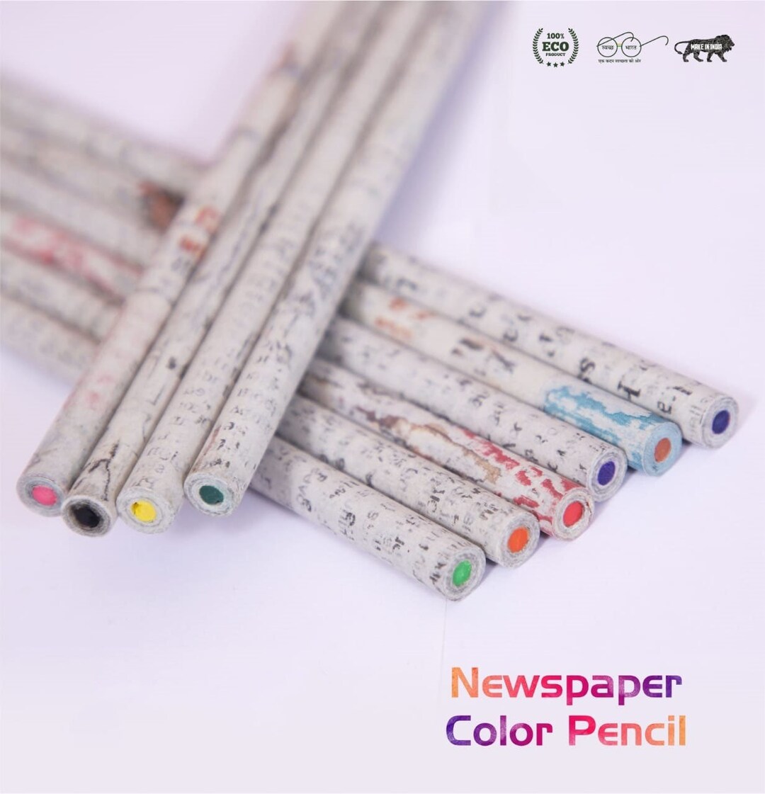 Eco Friendly Recycled Newspaper Coloured Pencils Pack of 10 Environment ...